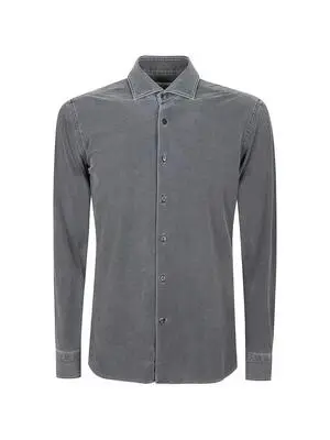 TINTORIA MATTEI 954 Piqué-weave Long-sleeve Shirt - Grey