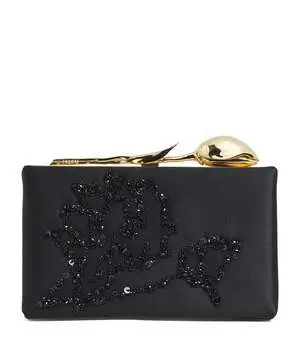 Erdem Embellished Bloom Clutch Bag With Top Handle