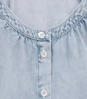 FRAME Scoop Neck Blouse With Gathered Detailing - Blue