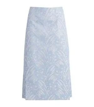 Tory Burch Metallic Floral Jacquard Midi Skirt