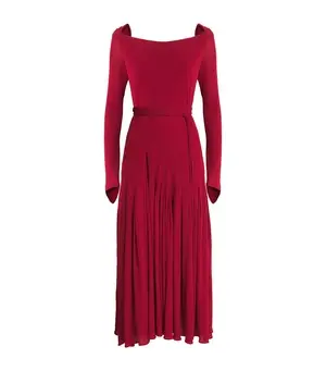 Tory Burch Jersey Pleated Midi Dress - Red