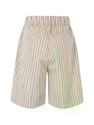 MYTHS Striped Elasticated-waist Mini Shorts - Neutrals