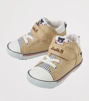 MIKI HOUSE Double B High Top Canvas Sneakers With Teddy Mascot