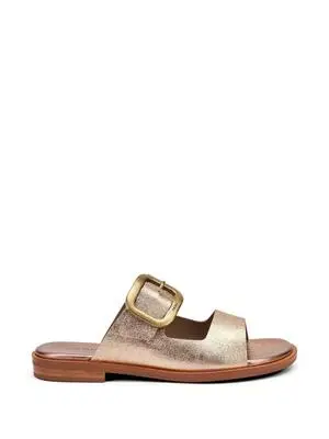 FRAU Buckled Laminated-leather Sandals - Gold