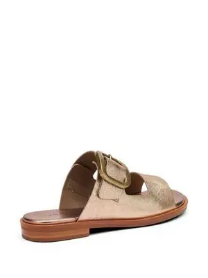 FRAU Buckled Laminated-leather Sandals - Gold