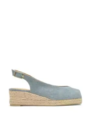 CastaÑer Castañer Dosalia Peep-Toe Canvas Espadrilles Blue