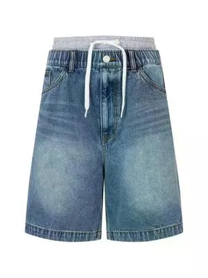 STUDIO TOMBOY Layered Detail Denim Shorts - Blue