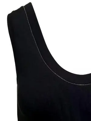 Brunello Cucinelli Monili Detail Ribbed Knit Tank Top - Black