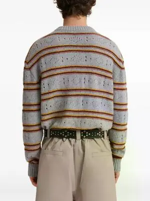 Marni Distressed Striped-knit Sweater
