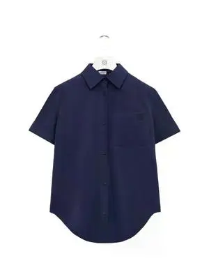 Loewe Anagram Embroidered Cotton Shirt - Blue