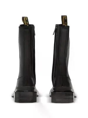 Dr. Martens Leather Square Toe Zip Up Boots