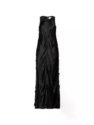 HAIKURE Bias-cut Maxi Dress With Frayed Inserts - Black