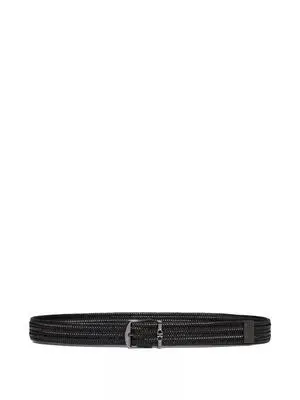 FERRAGAMO Gancini Woven Leather Belt - Black