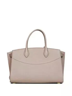 FERRAGAMO Gancini Hammered Leather Tote Bag - Neutrals