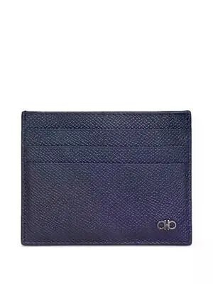 FERRAGAMO Gancini Leather Card Holder - Blue