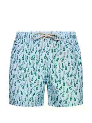 MC2 SAINT BARTH Happy Sabrage Print Swim Shorts - Blue