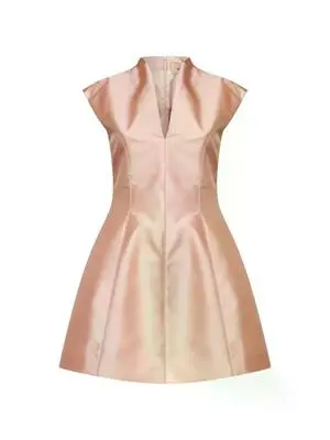 BLANCA VITA Flared Skirt V-neck Dress - Pink