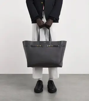 Thom Browne Leather Cabas Tote Bag