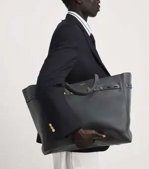 Thom Browne Leather Cabas Tote Bag