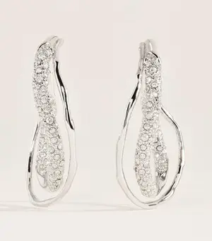 Alexis Bittar Small Solanales Crystal Twist Hoop Earrings - Silver