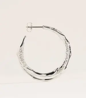 Alexis Bittar Small Solanales Crystal Twist Hoop Earrings