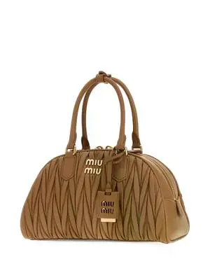 Miu Miu Arcadie Leather Tote Bag - Brown