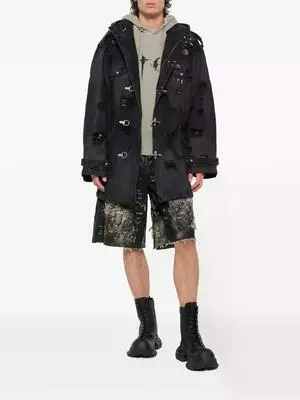 THUG CLUB Distressed Hard-washed Denim Shorts