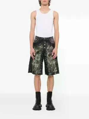 THUG CLUB Distressed Hard-washed Denim Shorts