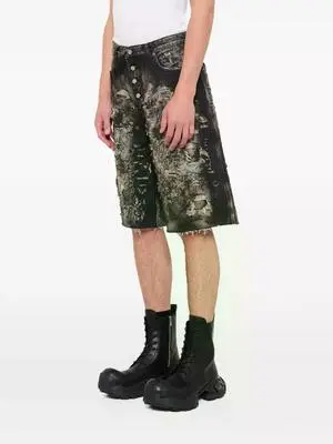 THUG CLUB Distressed Hard-washed Denim Shorts