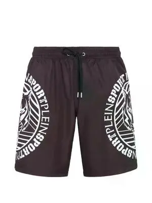 PLEIN SPORT Logo Print Tiger Swim Trunks - Black