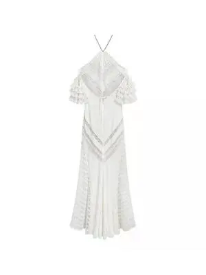 Amen Lace-panelled Ruffled Maxi Dress