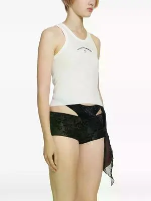 DAISY Embroidered Ribbed-knit Tank Top