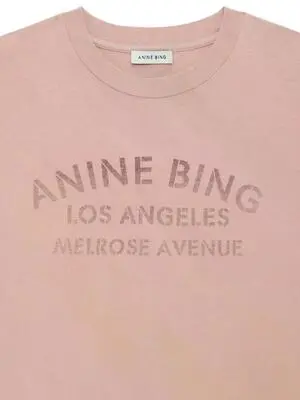 ANINE BING Long-sleeve Cotton T-shirt With Stencil-effect Logo - Pink