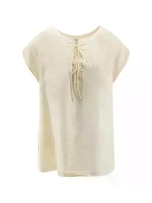 Aspesi Lace-up Short-sleeve Blouse - Neutrals