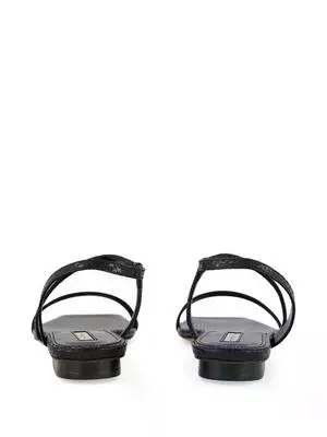 EMME PARSONS Delice Snake-embossed Square Toe Flat Sandals