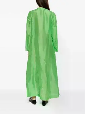 Tory Burch Pleated Bib Long Sleeve Maxi Dress - Green