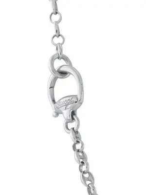Gucci 18k White Gold Diamond Horsebit Tasseled Necklace