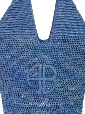 ANINE BING Leah Raffia Tote Bag - Blue