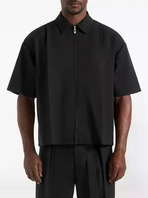 Manière De Voir Aven Boxy Crease-detail Shirt - Black