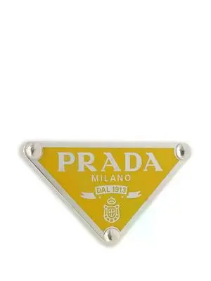 Prada Yellow Enamel Symbole Clip-on Earrings - Silver