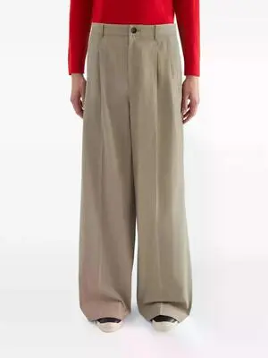 JIL SANDER Pleated Wide-leg Cotton Trousers