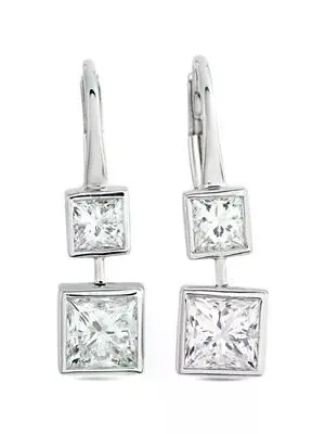 LB EXCLUSIVE 18k White Gold Diamond Drop Earrings - Silver