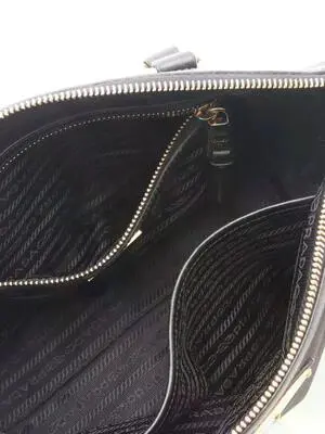 Prada Canvas And Leather Top Handle Bag - Black