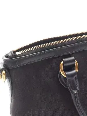 Prada Canvas And Leather Top Handle Bag - Black