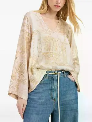 Momoni Printed Silk-twill Blouse