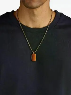 NIALAYA JEWELRY Tiger Eye Dog Tag Necklace - Gold