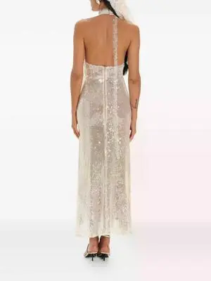 MANURI Sequin-embellished Halterneck Maxi Dress