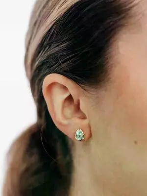 Anzie Mélia Pear Stud Earrings With Clear Topaz