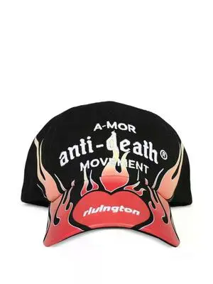 RRR123 Embroidered Flame Baseball Cap - Black