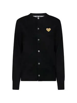 Play Comme Des Garcon Embroidered Heart Cardigan - Black